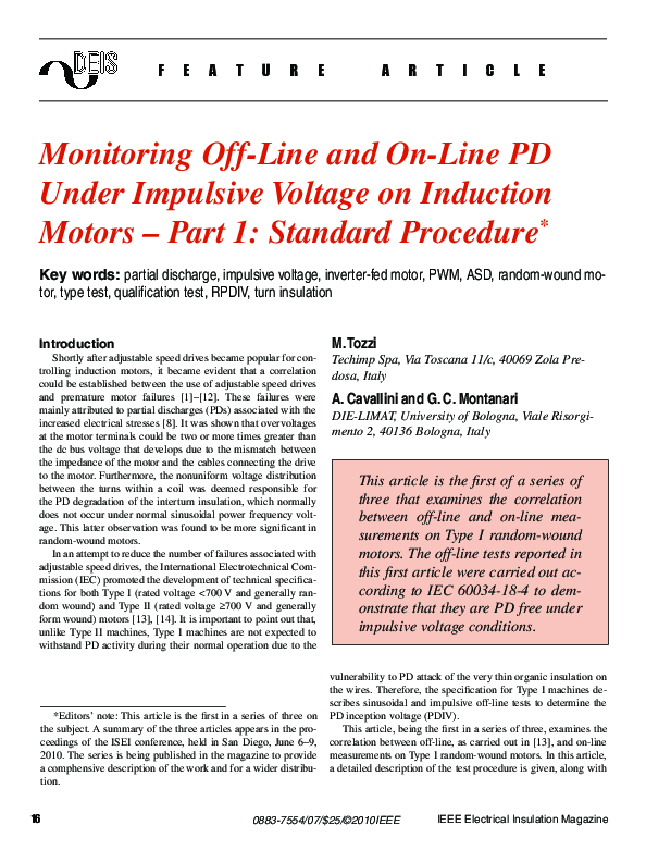 (PDF) Monitoring off-line and on-line PD under impulsive voltage on ...