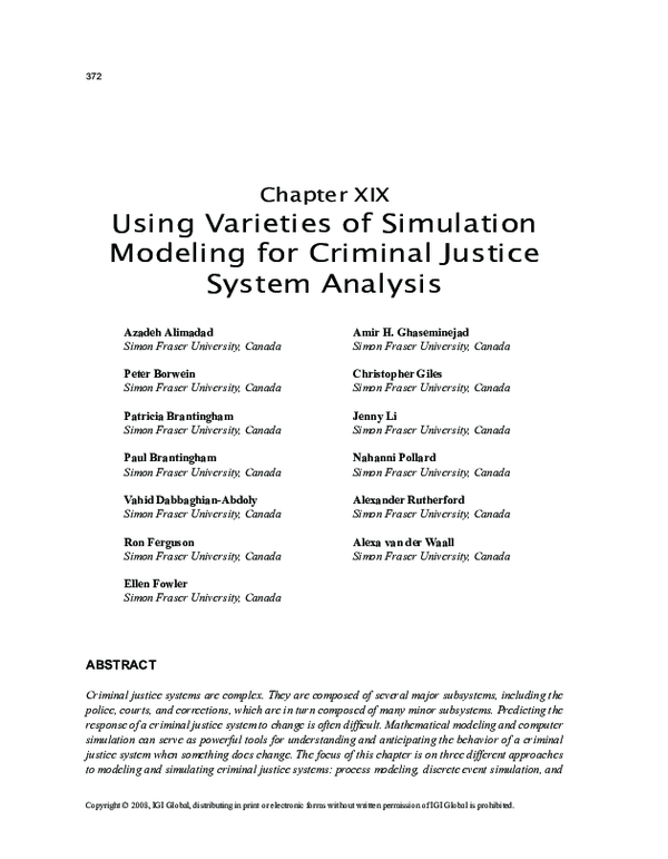 (PDF) Using Varieties of Simulation Modeling for Criminal Justice ...