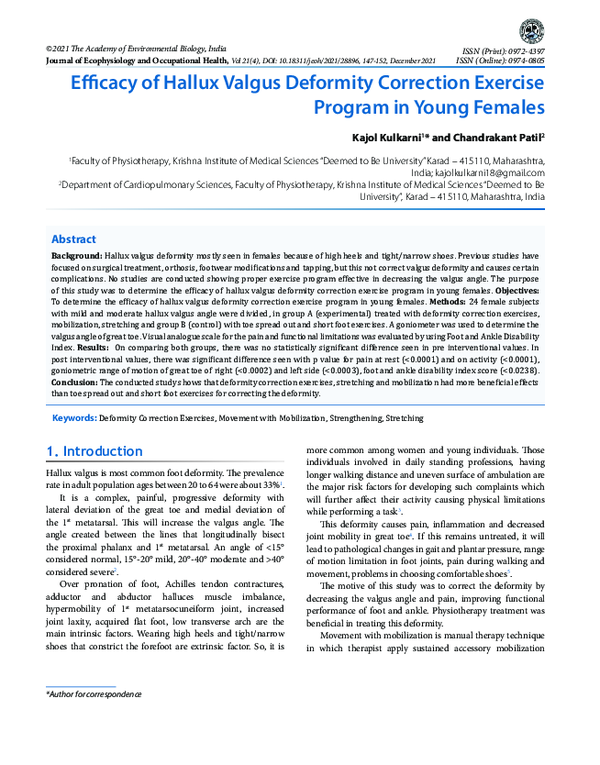 (PDF) Efficacy of Hallux Valgus Deformity Correction Exercise Program ...