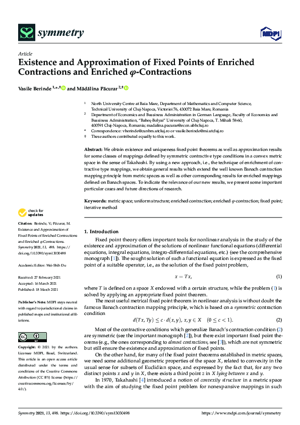 Pdf Existence And Approximation Of Fixed Points Of Enriched Contractions And Enriched φ