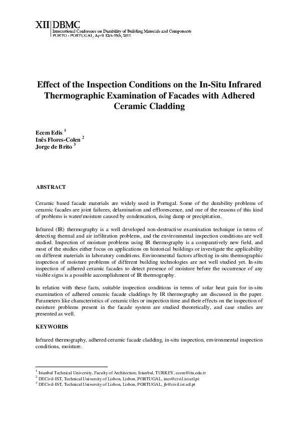(PDF) Effect of the inspection conditions on the in-situ infrared ...