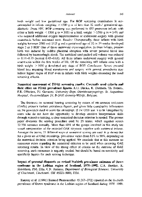 (PDF) Numerical Assessment of TOAE Screening Results: Currently Used ...