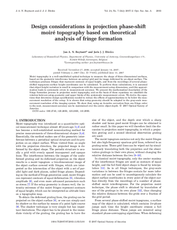 (PDF) Design considerations in projection phase-shift moiré topography ...