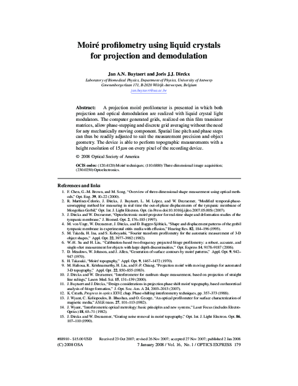 (PDF) Moiré profilometry using liquid crystals for projection and demodulation