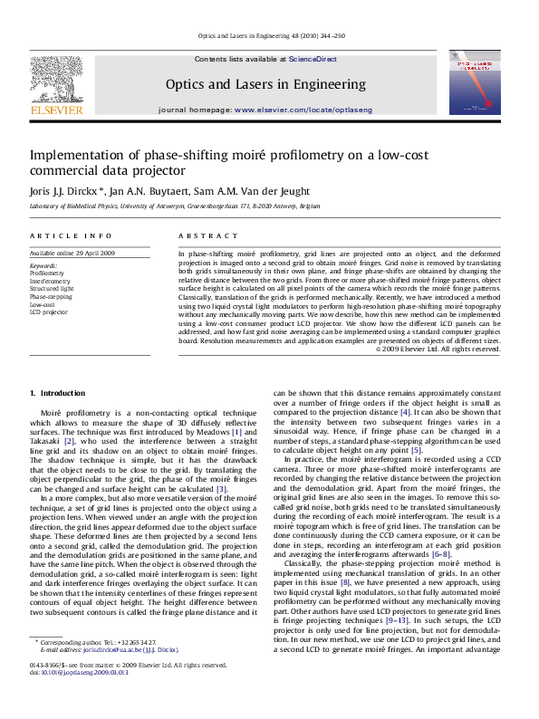 (PDF) Implementation of phase-shifting moiré profilometry on a low-cost ...