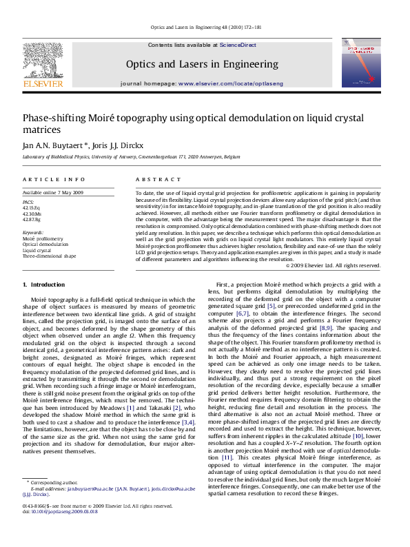 (PDF) Phase-shifting Moiré topography using optical demodulation on ...