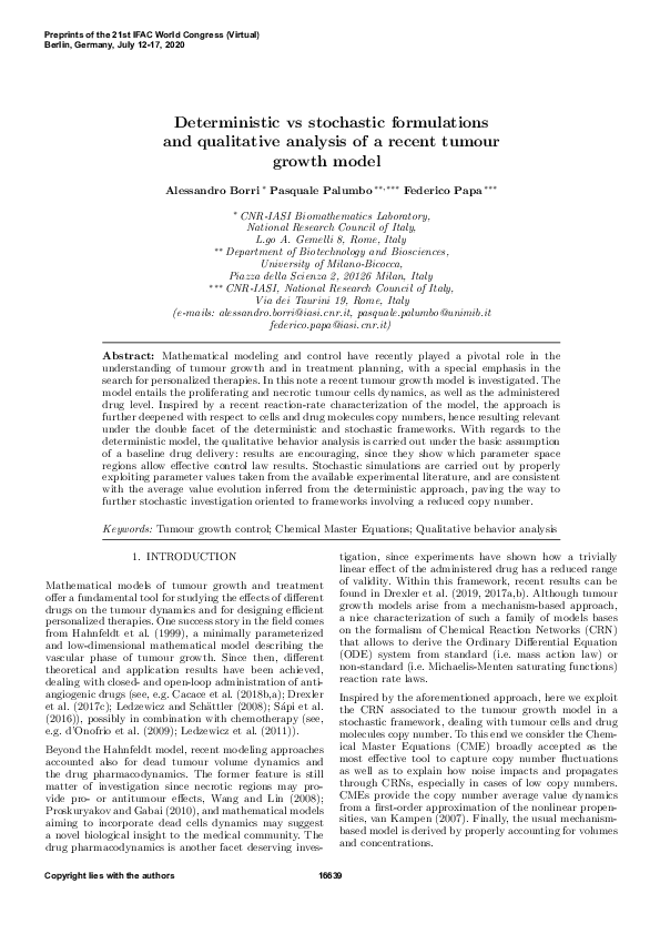 Pdf Deterministic Vs Stochastic Formulations And Qualitative Analysis