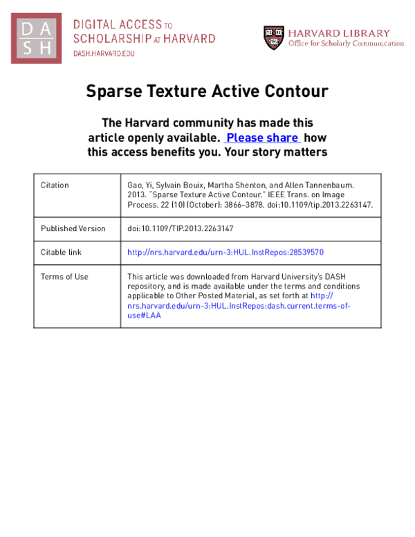 (PDF) Sparse Texture Active Contour