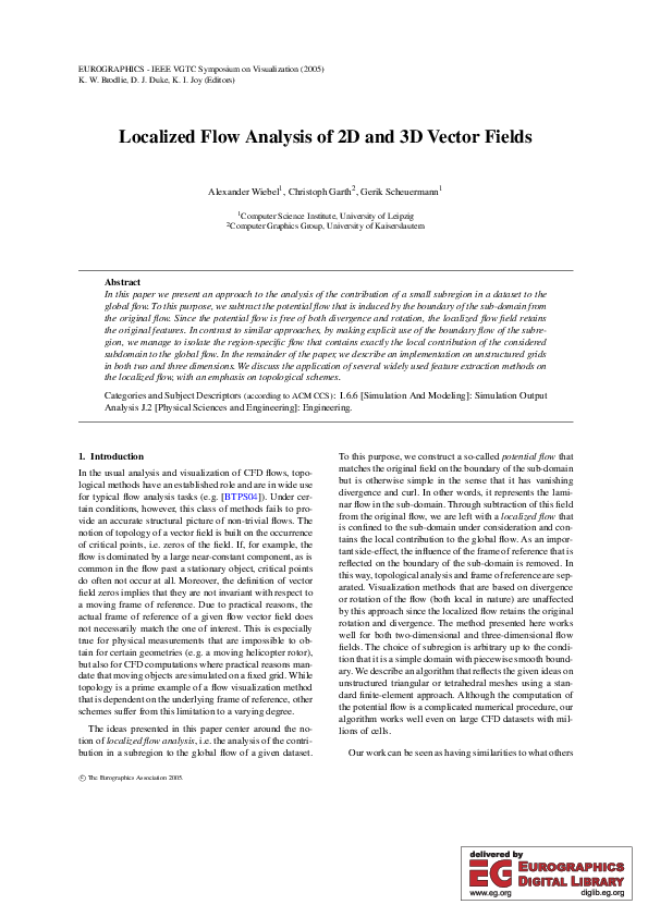 (PDF) Localized Flow Analysis of 2D and 3D Vector Fields