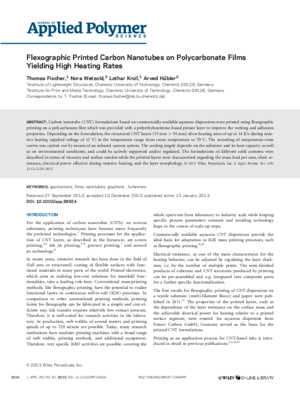 (PDF) Flexographic printed carbon nanotubes on polycarbonate films ...