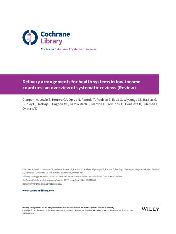 (PDF) Delivery arrangements for health systems in low-income countries ...