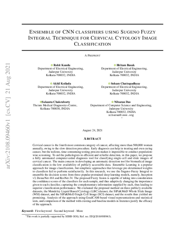 (PDF) Ensemble of CNN classifiers using Sugeno Fuzzy Integral Technique ... (PDF) Ensemble of CNN classifiers using Sugeno Fuzzy Integral Technique ...
