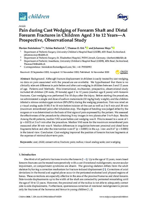 (PDF) Pain during Cast Wedging of Forearm Shaft and Distal Forearm ...