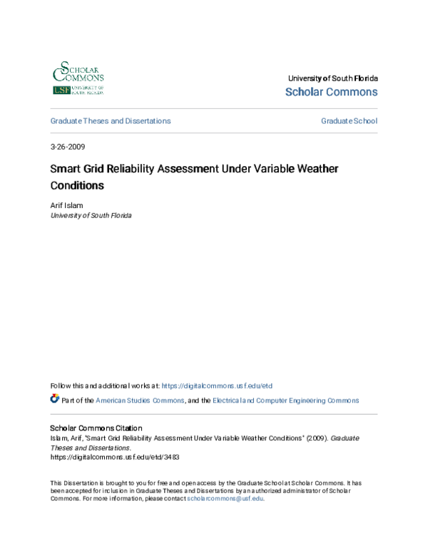 (PDF) Smart Grid Reliability Assessment Under Variable Weather Conditions