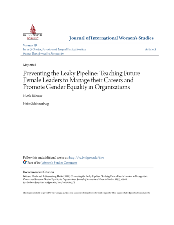 (PDF) Preventing the Leaky Pipeline: Teaching Future Female Leaders to ...