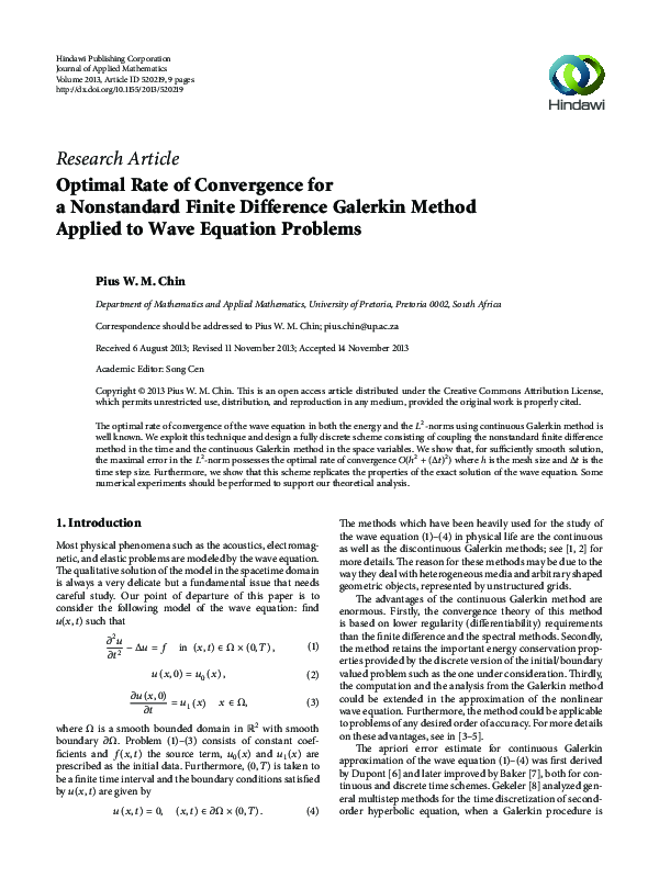 Pdf Optimal Rate Of Convergence For A Nonstandard Finite Difference