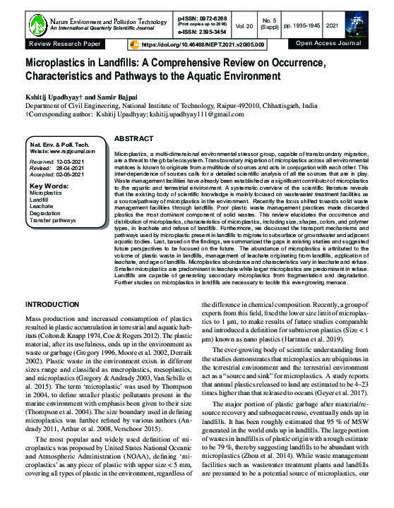 (PDF) Microplastics in Landfills: A Comprehensive Review on Occurrence, Characteristics and ...