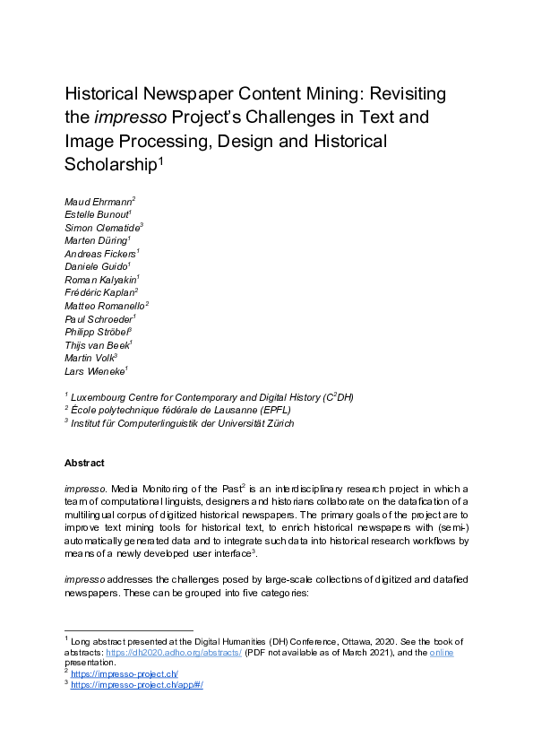 (PDF) Challenges in Historical Newspaper Content Mining