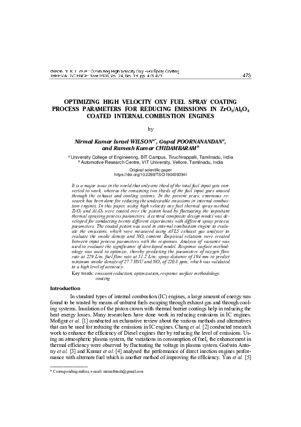 (PDF) Optimizing hvof spray coating process parameters for reducing ...