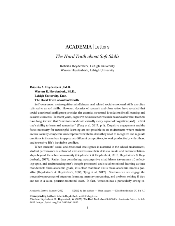 (PDF) The Hard Truth about Soft Skills