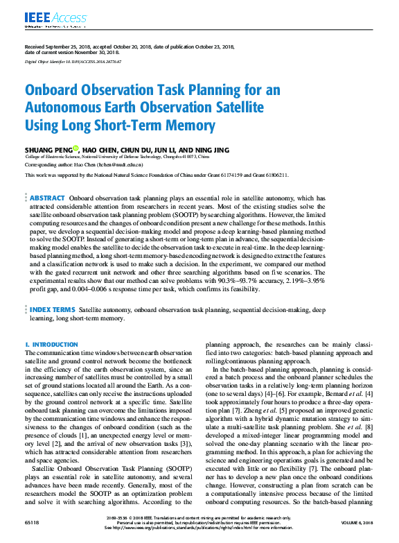 (PDF) Onboard Observation Task Planning for an Autonomous Earth ...
