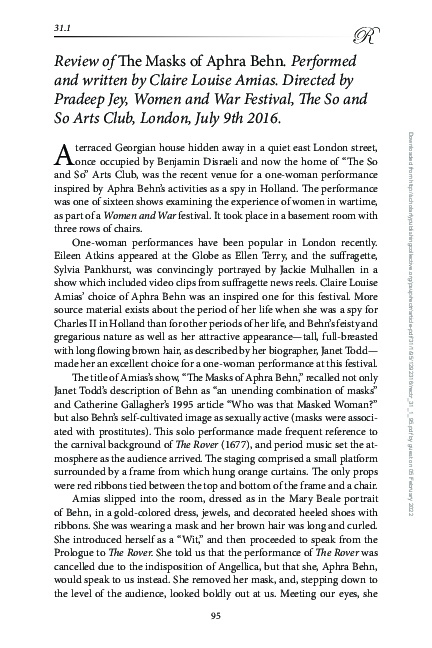 (PDF) The Masks of Aphra Behn