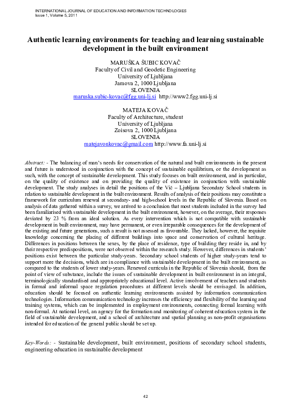 (PDF) Authentic learning environments for teaching and learning ...