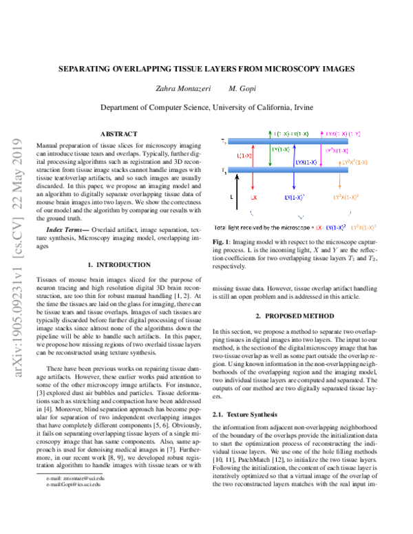 (PDF) Separating Overlapping Tissue Layers from Microscopy Images