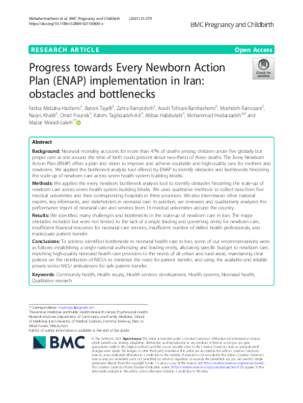 (PDF) Progress towards Every Newborn Action Plan (ENAP) implementation ...