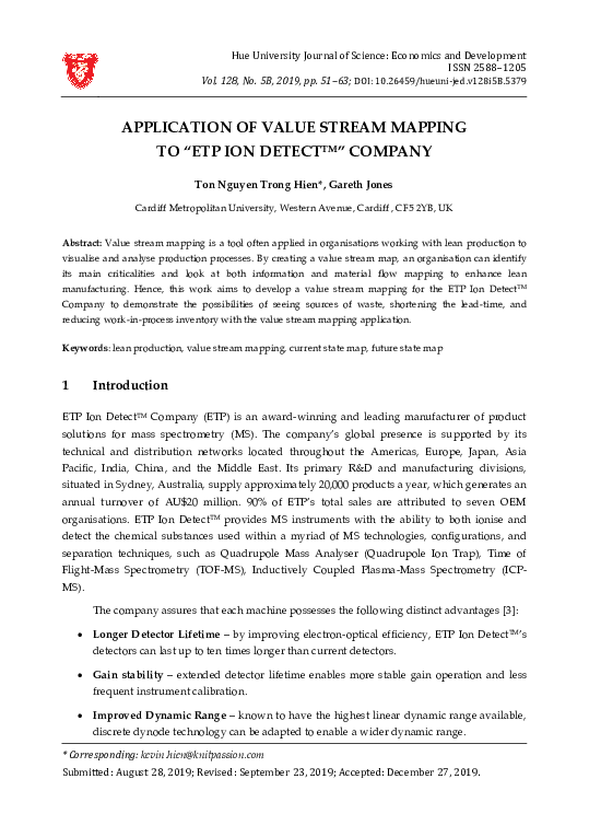 (PDF) Apply Value Stream Mapping to “Etp Ion Detecttm” Company | Ton Hien - Academia.edu