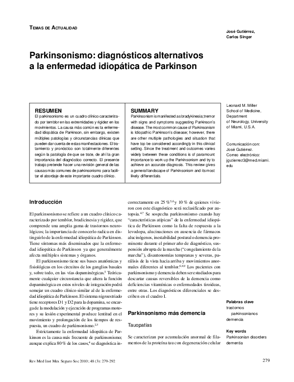 (PDF) Parkinsonismo: diagnósticos alternativos a la enfermedad ...
