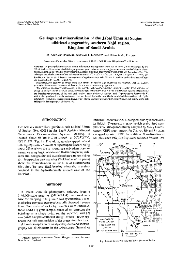 (PDF) Geology and mineralization of the Jabal Umm Al Suqian albitized ...