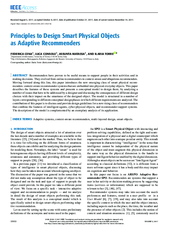 (PDF) Principles to Design Smart Physical Objects as Adaptive Recommenders