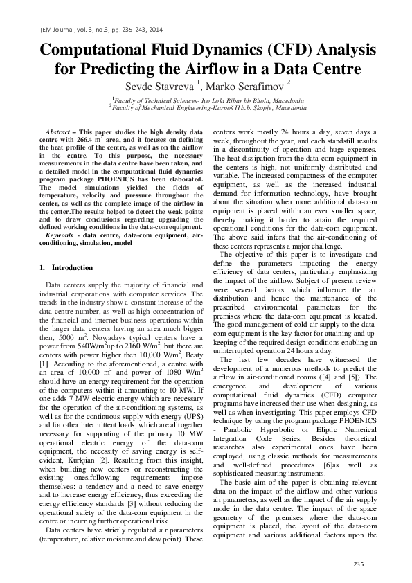 Pdf Computational Fluid Dynamics Cfd Analysis For Predicting The