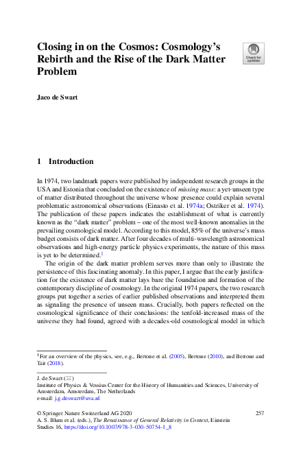 (PDF) Closing in on the Cosmos: Cosmology’s Rebirth and the Rise of the ...