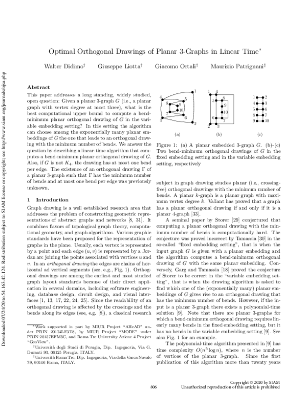 (PDF) Optimal Orthogonal Drawings of Planar 3-Graphs in Linear Time ...