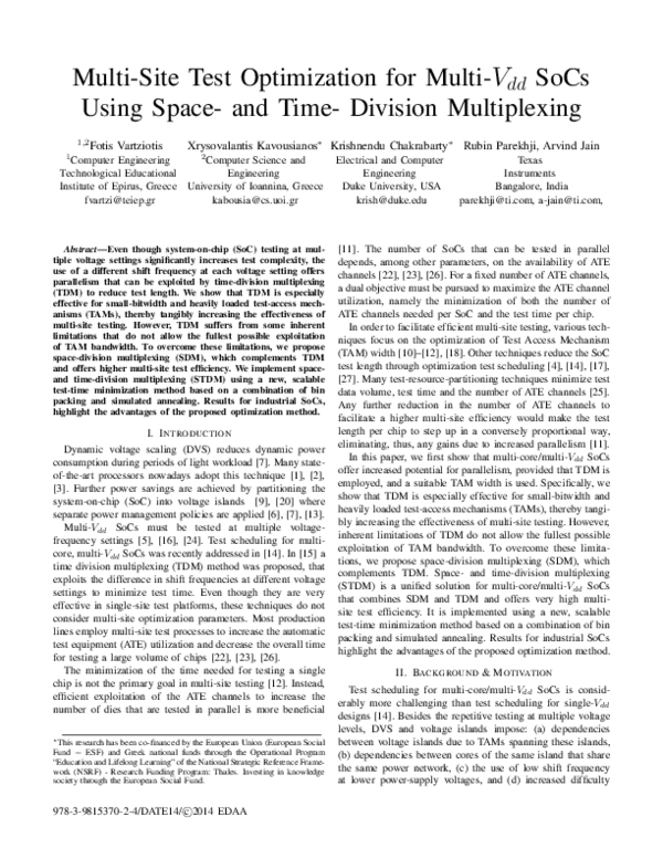 (PDF) Multi-site test optimization for multi-V dd SoCs using space- and ...