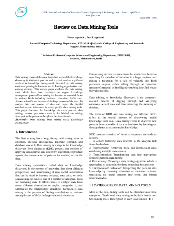 (PDF) Review on Data Mining Tools