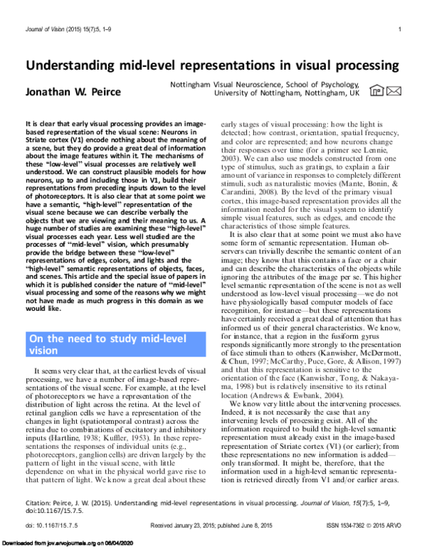(PDF) Understanding mid-level representations in visual processing