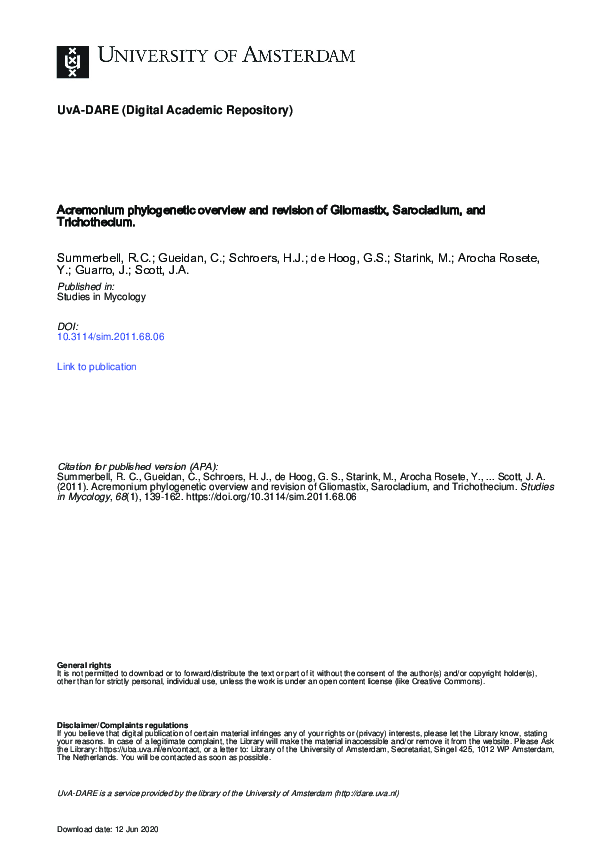 (PDF) Acremonium phylogenetic overview and revision of Gliomastix ...