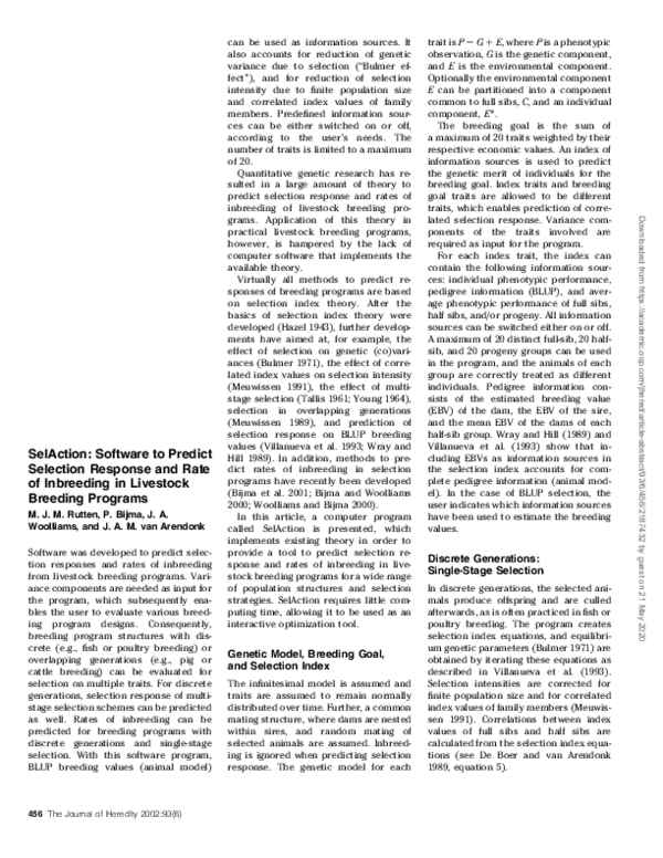 (PDF) SelAction: Software to predict selection response and rate of ...