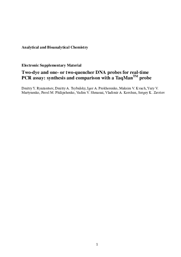 (PDF) Two-dye and one- or two-quencher DNA probes for real-time PCR ...