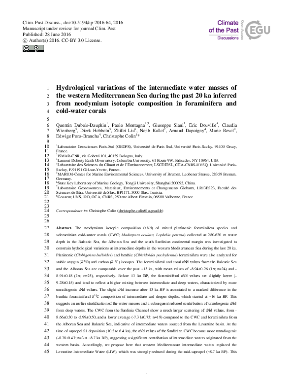 (PDF) Hydrological variations of the intermediate water masses of the ...