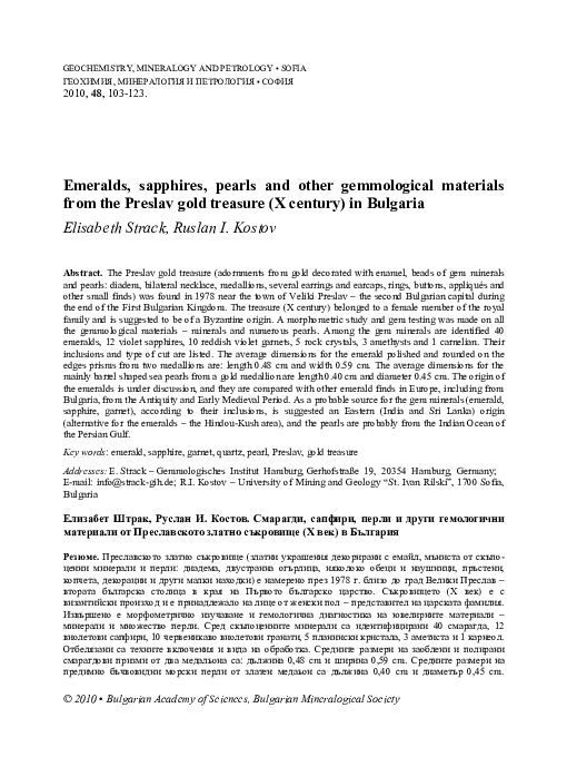 (PDF) Emeralds, sapphires, pearls and other gemmological materials from ...