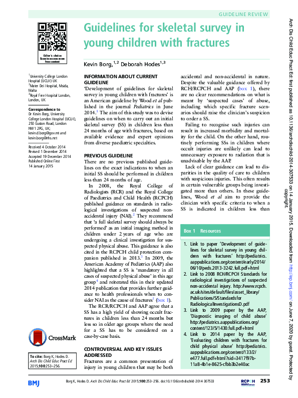 (PDF) Guidelines for skeletal survey in young children with fractures