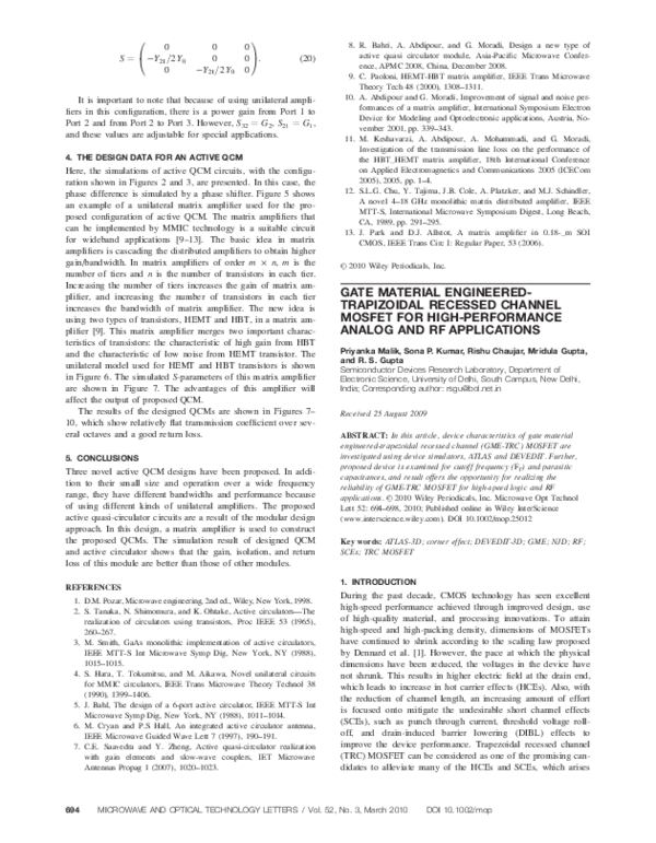 (PDF) Gate Material Engineered-Trapizoidal Recessed Channel MOSFET (GME ...