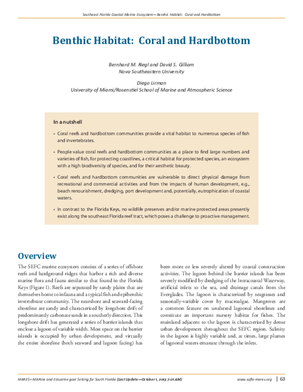 (PDF) Benthic Habitat: Coral and Hardbottom