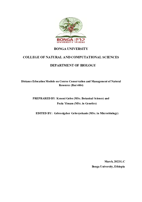 (DOC) BONGA UNIVERSITY COLLEGE OF NATURAL AND COMPUTATIONAL SCIENCES ...