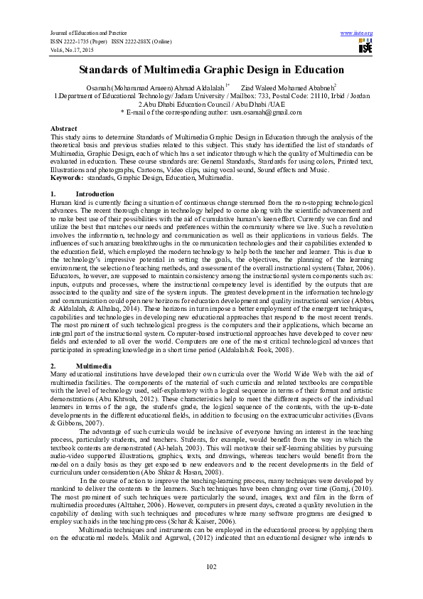 (PDF) Standards of Multimedia Graphic Design in Education