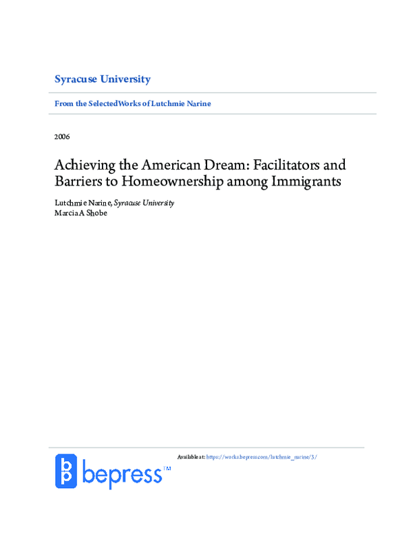 (PDF) Achieving the American Dream